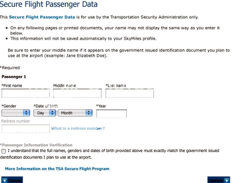 Info Requested With Secure Flight - screenshot - FlyerTalk Forums