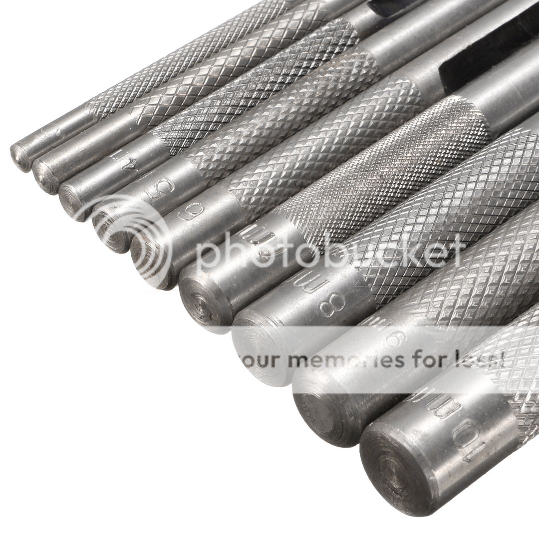 9pcs Heavy-Duty Hollow Leather Hole Gasket Punch Set Cutter Belt Wad ...